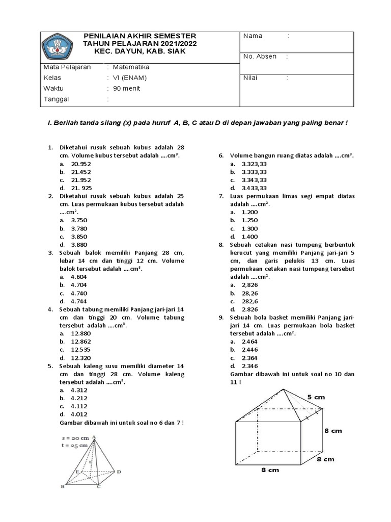 Soal Uas Kelas 6 FIX | PDF