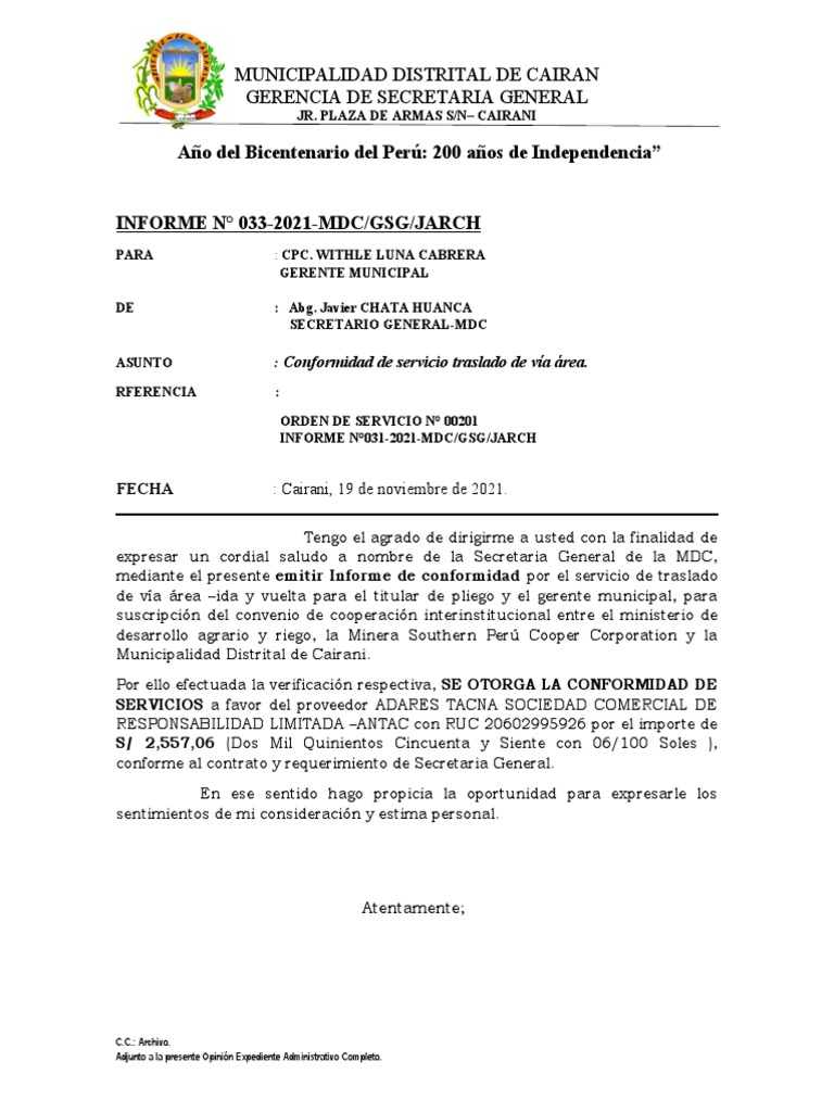 Informe de Secretaria General | PDF | Presupuesto | Perú
