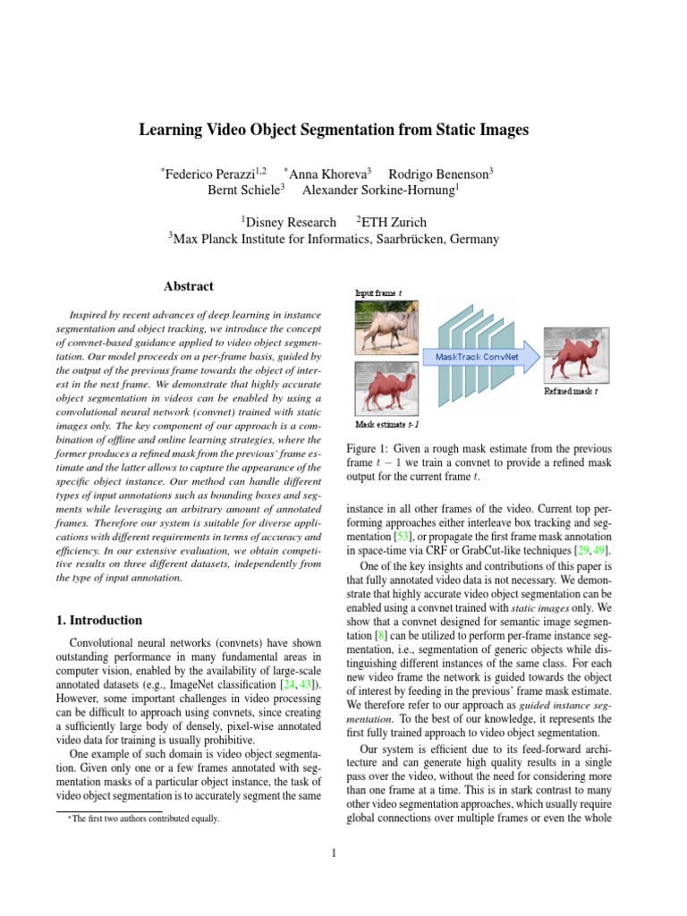 Learning Video Object Segmentation From Static Images | PDF | Image Segmentation | Vision