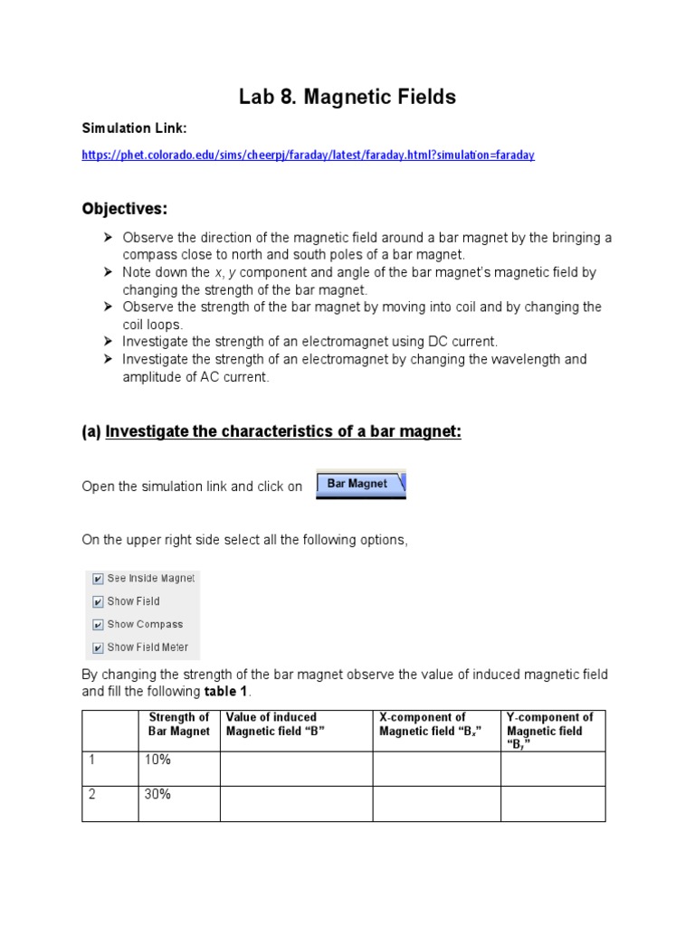 Lab 8 | PDF | Magnetic Field | Magnet