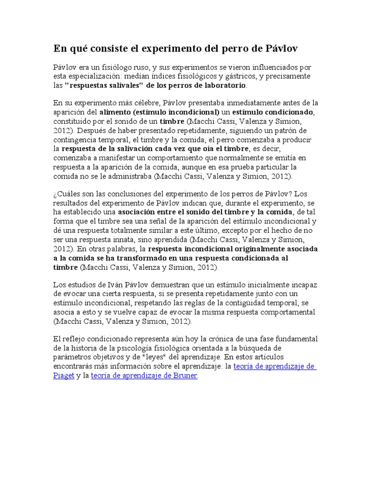 En Qué Consiste El Experimento Del Perro de Pávlov | PDF