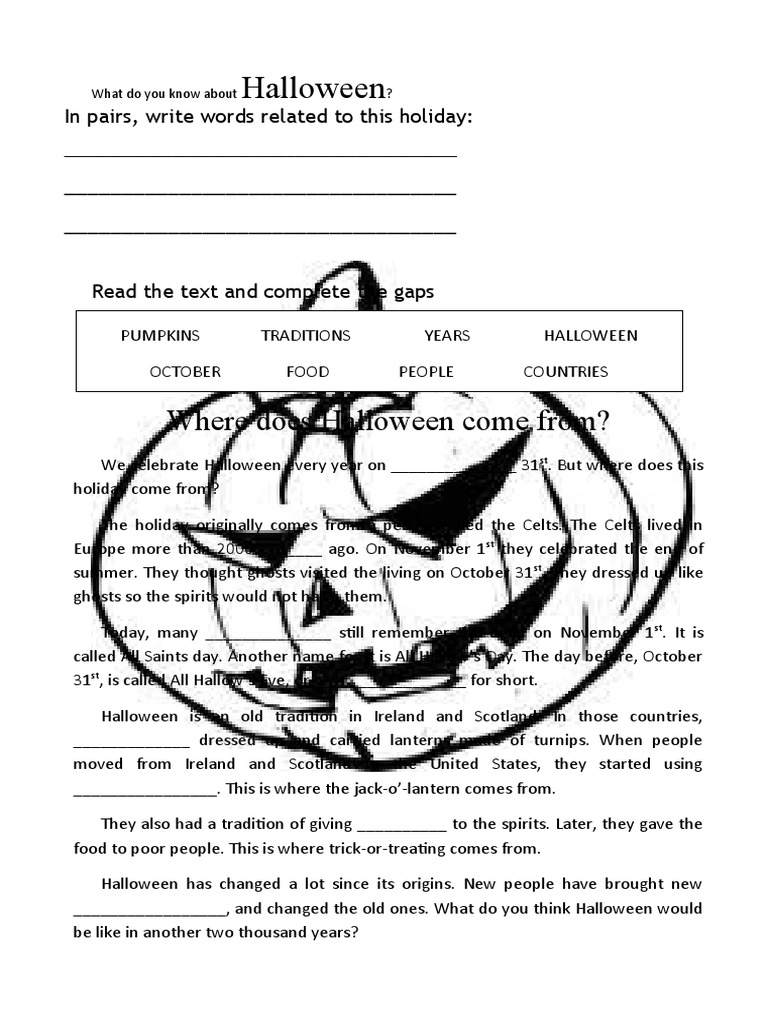 Halloween History Reading Comprehension | PDF | Halloween | Trick Or ...