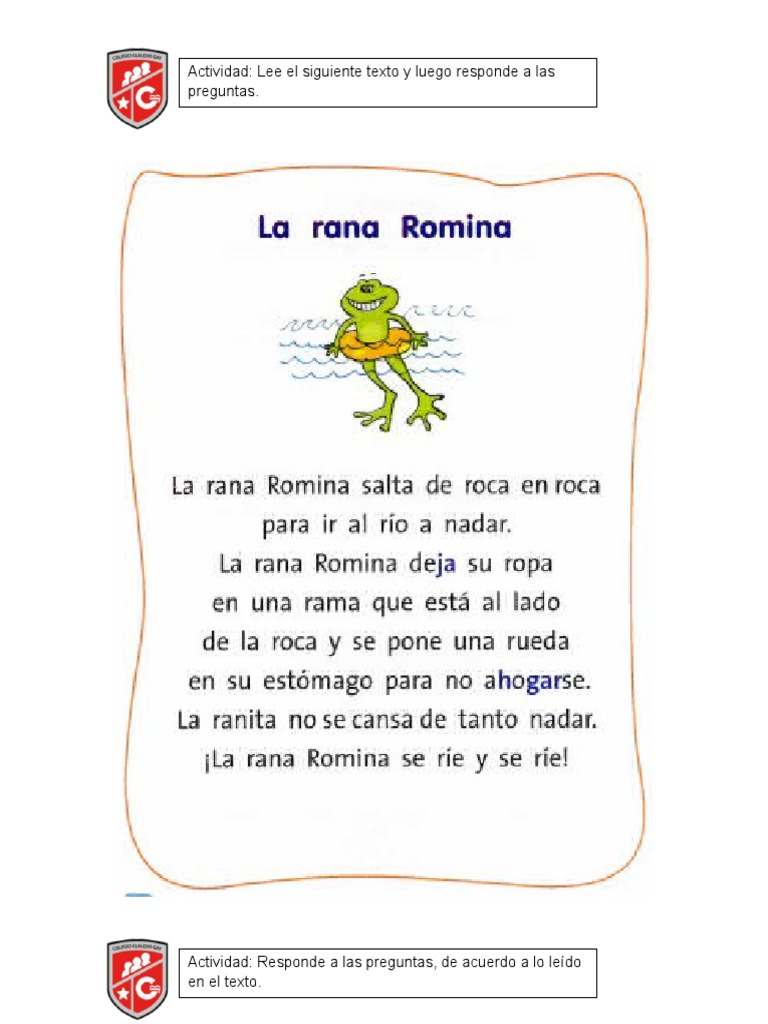 Comprensión Lectora Letra R | PDF