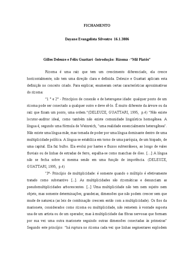 Fichamento Deleuze, Guattari | PDF | Gilles Deleuze