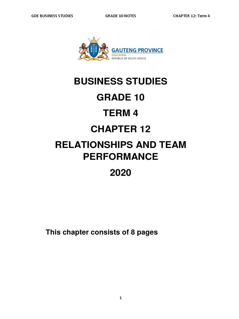 2020 Business Studies Grade 10 Notes Term 4 | PDF | Discrimination ...