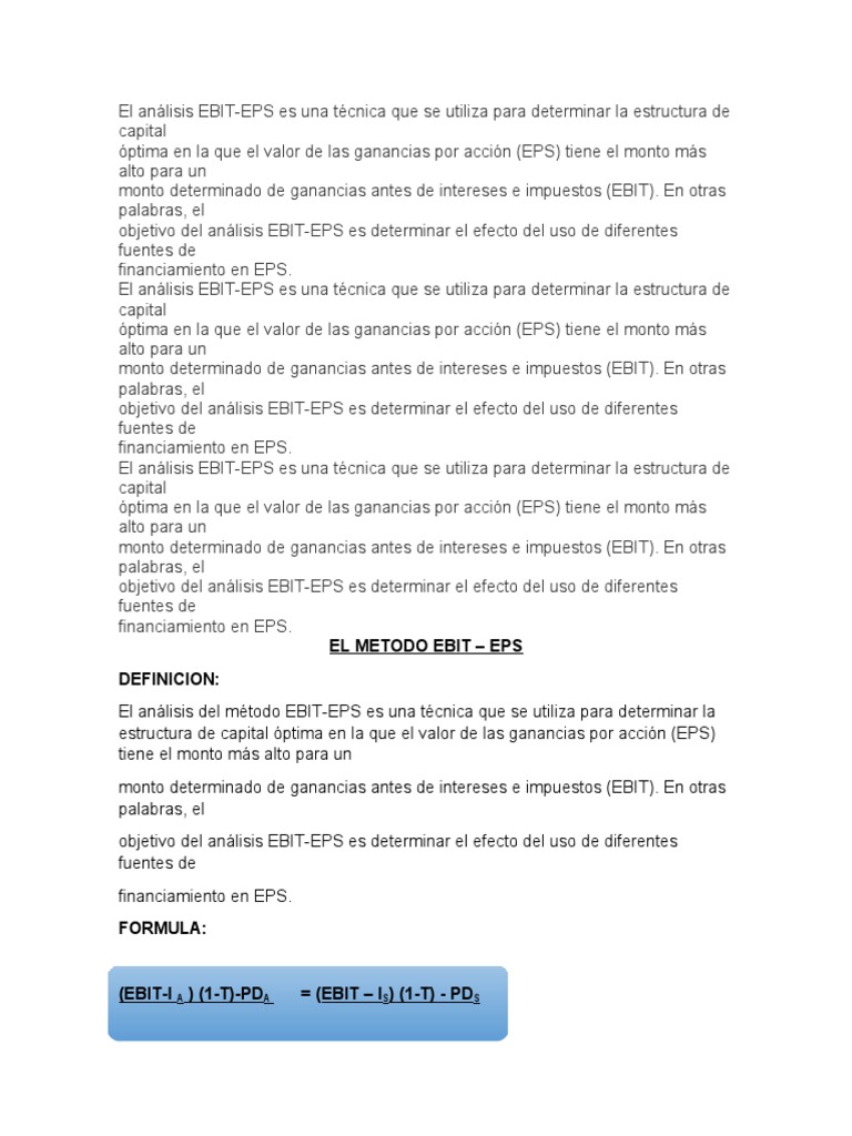 El Análisis EBIT | PDF | Compartir (Finanzas) | Apalancamiento (Finanzas)