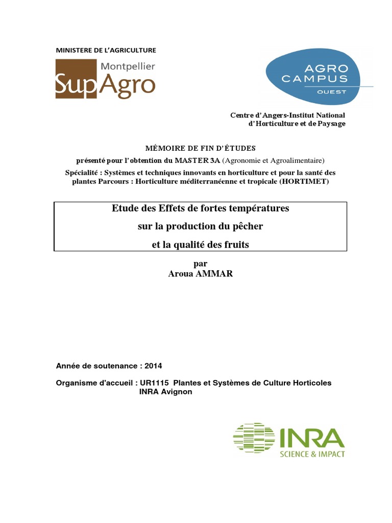 Rapport+Master+II Aroua+AMMAR+ | PDF | Photosynthèse | Changement climatique