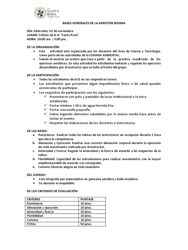 Bases del Aerotón Rosina 2023 | PDF | Ejercicio físico
