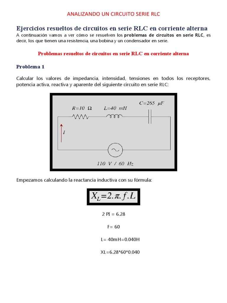 Ejercicios Resueltos Circuitos RLC | PDF | Impedancia eléctrica | Energia electrica