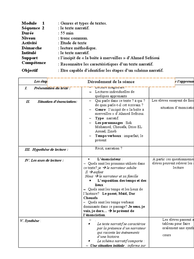 Comprendre le texte narratif en 4e | PDF