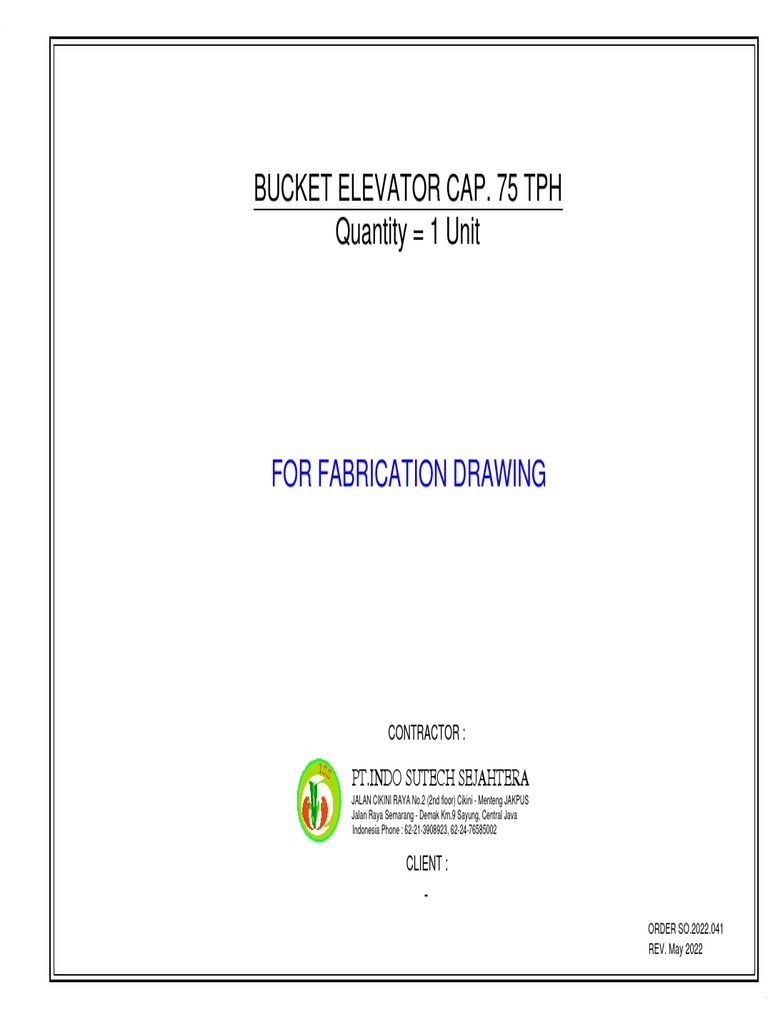Fabrication Drawings for a 75 Ton Per Hour Bucket Elevator | PDF