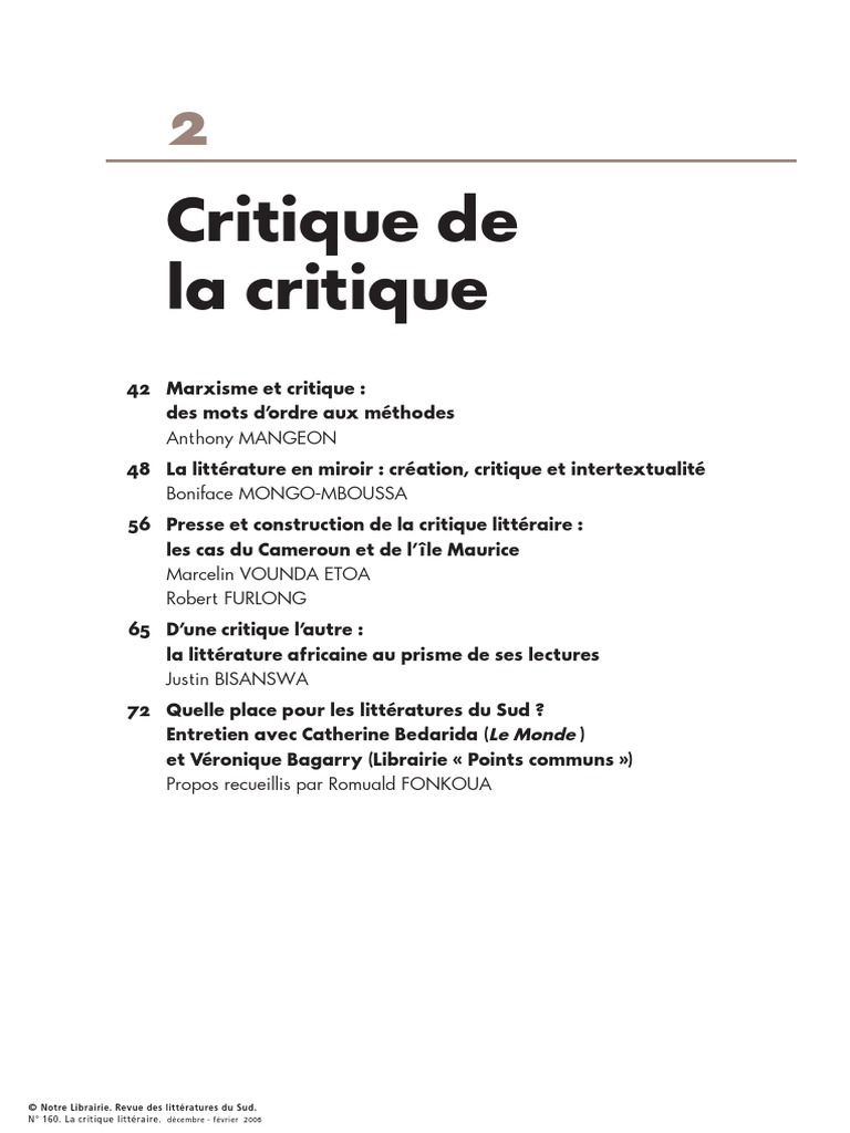 Critique de La Critique | PDF | Romans | Jean-Paul Sartre