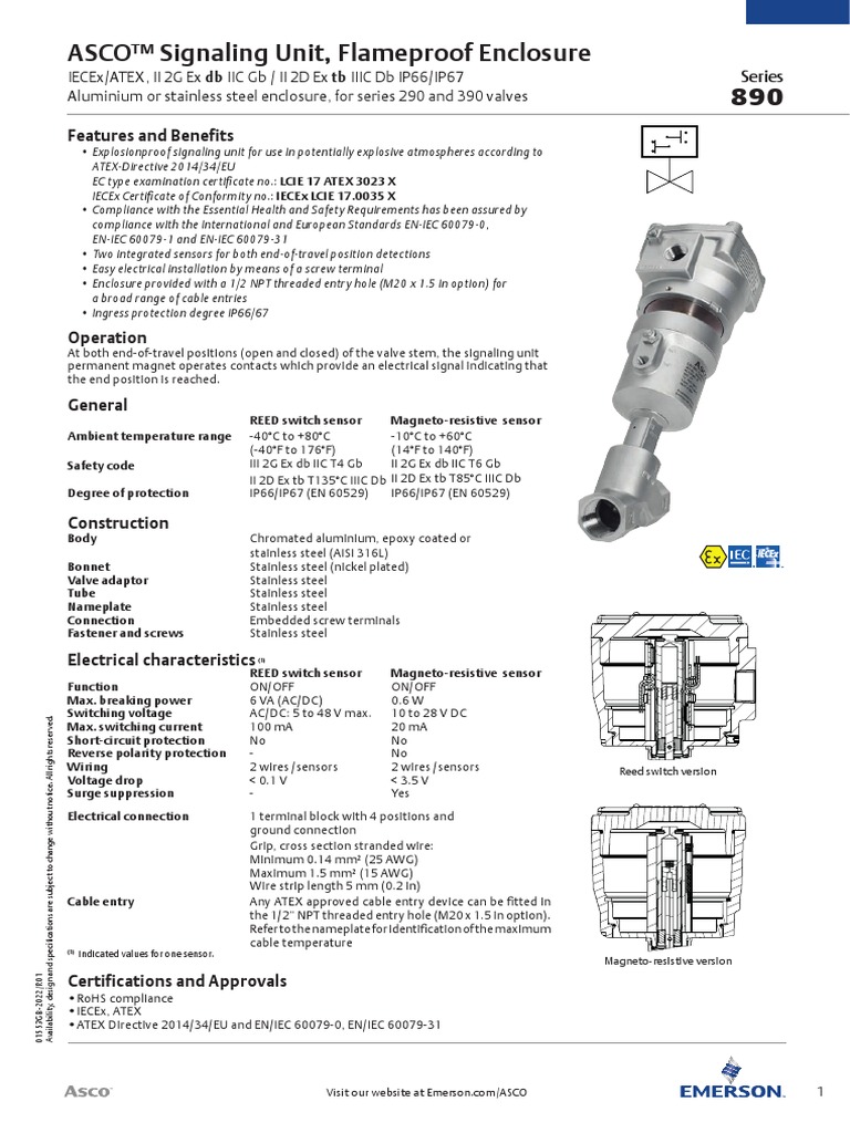 Catalog Series 290 390 Flameproof Enclosure Box Asco en 8194630 ...