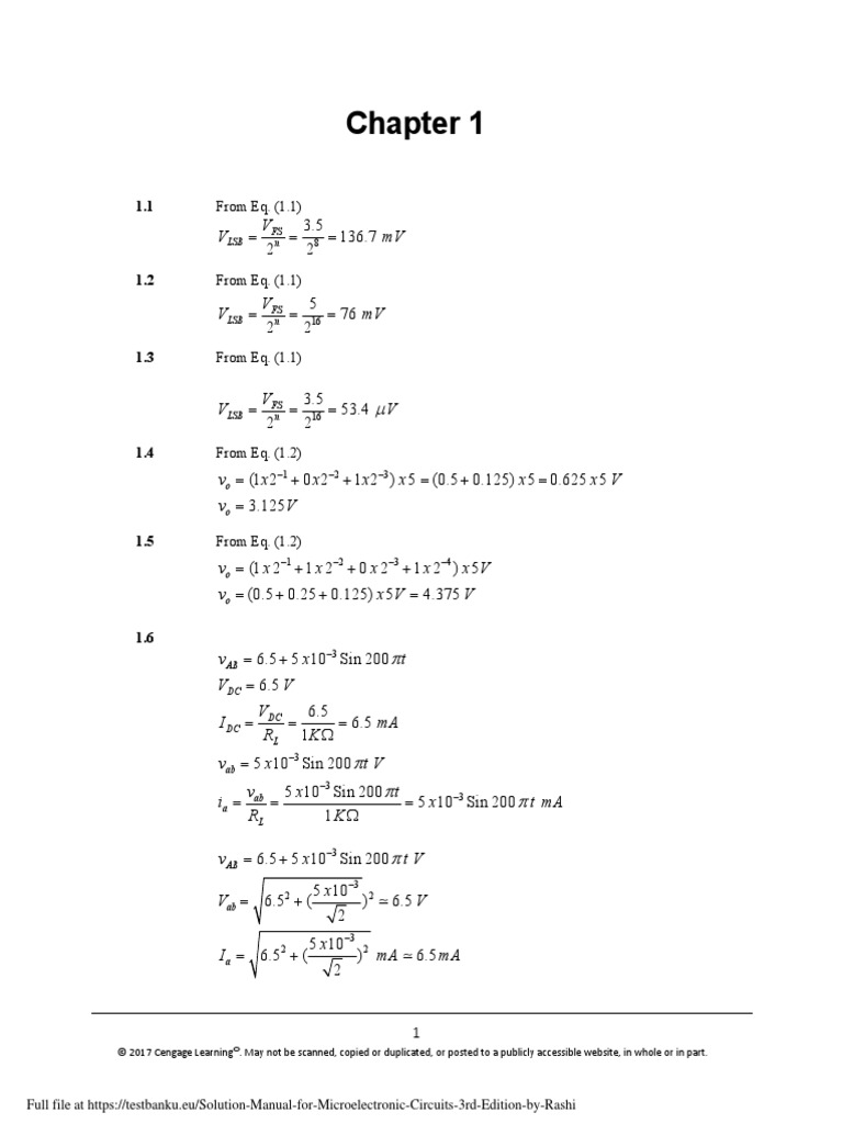 Solution Manual For Microelectronic Circ | PDF | Analog Circuits ...