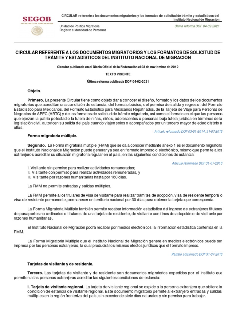 Documento Migratorio Formatos Nuevos | PDF | Visa de viaje | México