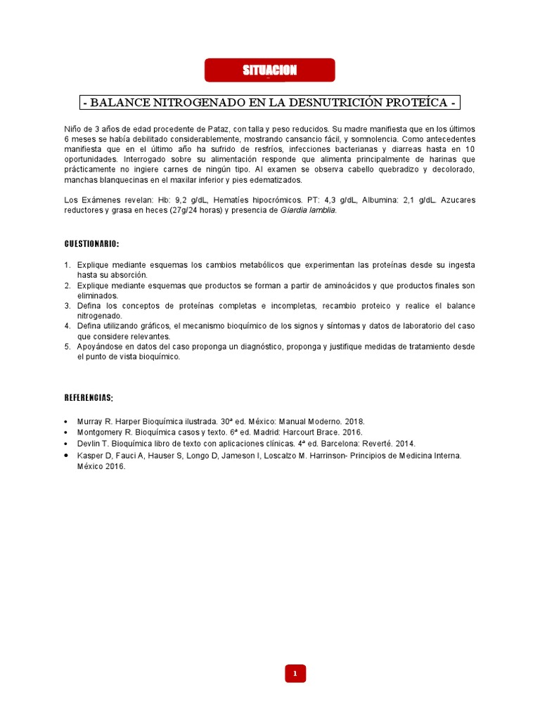 Semana 4 - Caso 03. Balance Nitrogenado en Desnutrición Proteica | PDF
