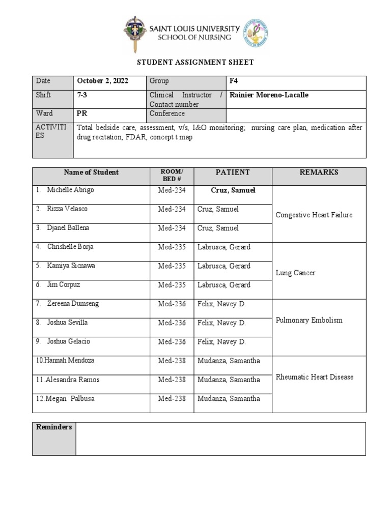 Student Assignment Sheet | PDF | Self-Improvement | Wellness