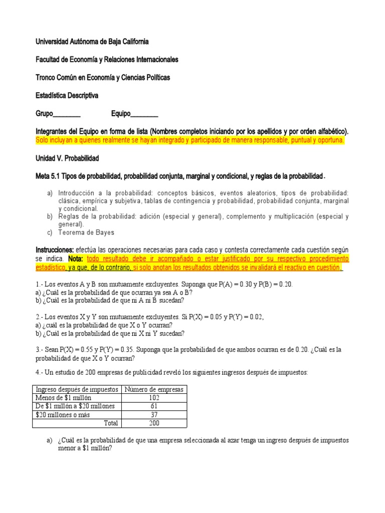 Ejercicios META 5.1 (2022-2) NR | PDF | Probabilidad | Probabilidades y estadísticas