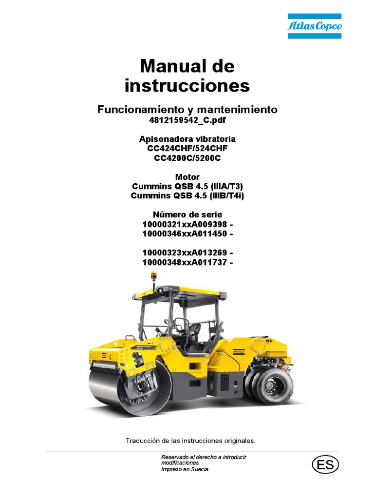 Manual Vibrocompactador Dynapac | PDF | Rodamiento (Mecánico) | Engranaje
