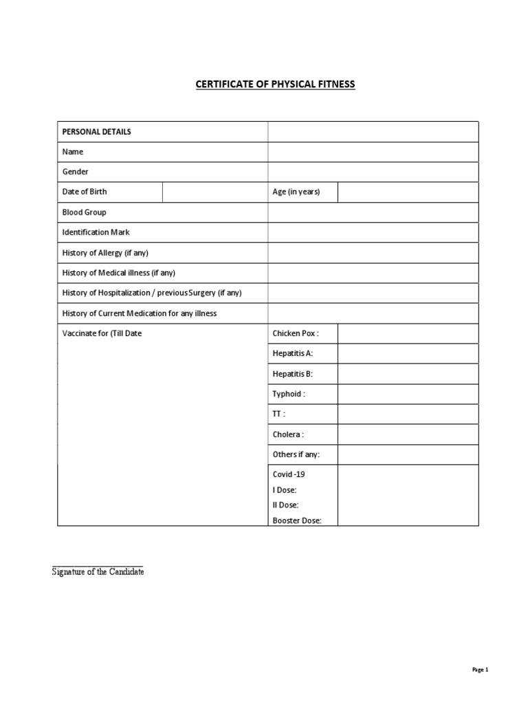 Physical Fitness - Certificate 2022 | PDF | Medical Specialties | Clinical Medicine