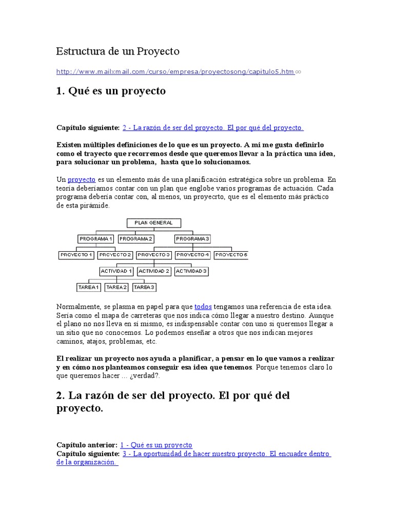 Estructura de Un Proyecto | PDF | Presupuesto | Planificación