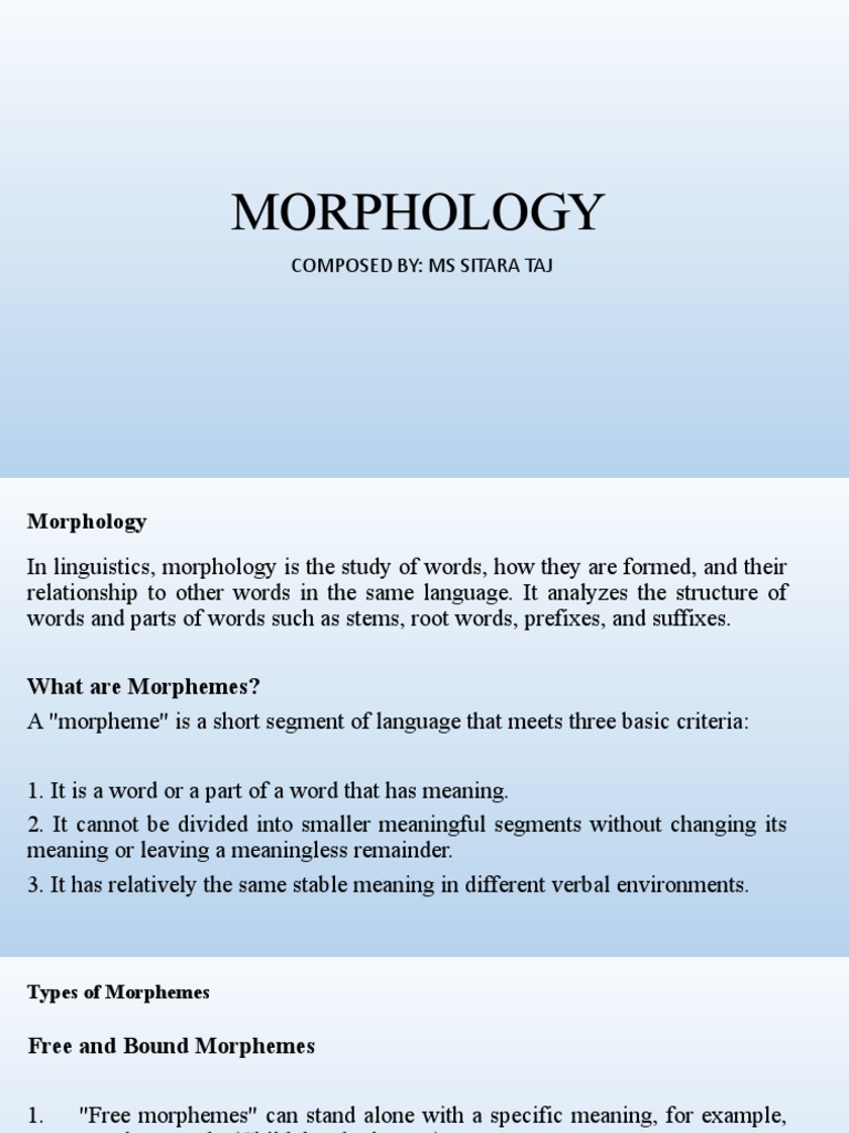 Morphology by Irtiza | PDF | Morphology (Linguistics) | Word