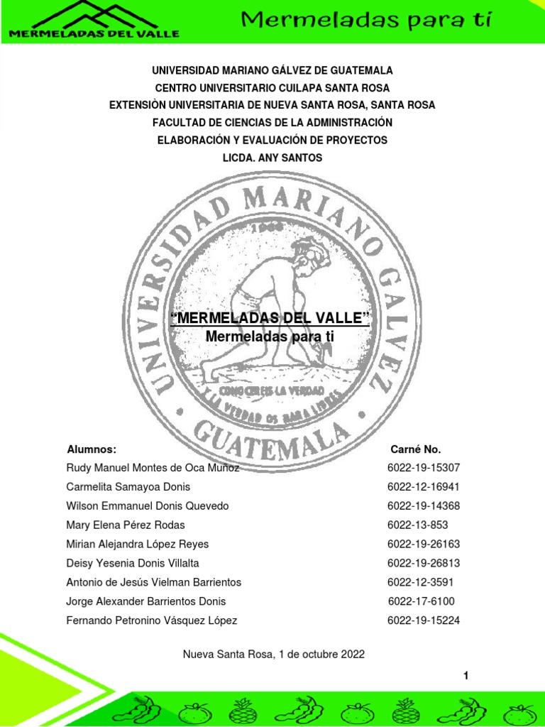 Proyecto de Mermeladas Del Valle | PDF