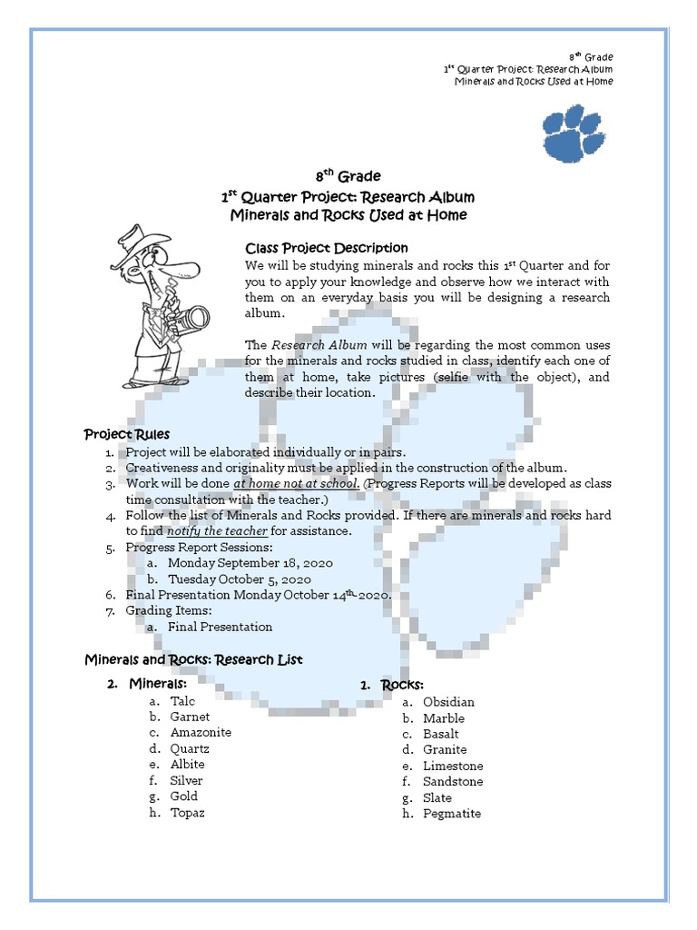 1st Quarter Project Research Album Minerals and Rocks Used at Home ...