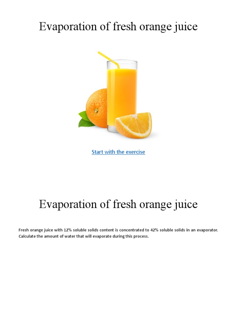 Exercise 0.3 Evaporation of Fresh Orange Juice | PDF | Orange Juice | Juice