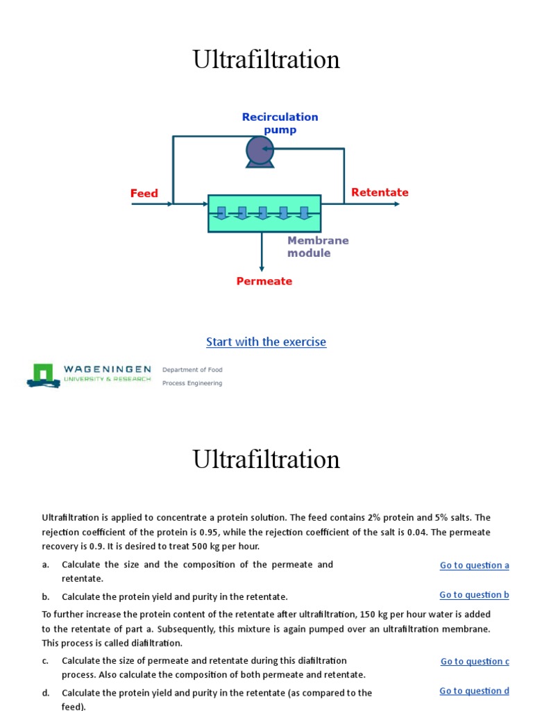 Ultrafiltration Process for Protein Concentration: Calculations of ...