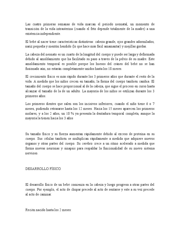 Las Cuatro Primeras Semanas de Vida Marcan El Periodo Neonatal | PDF ...