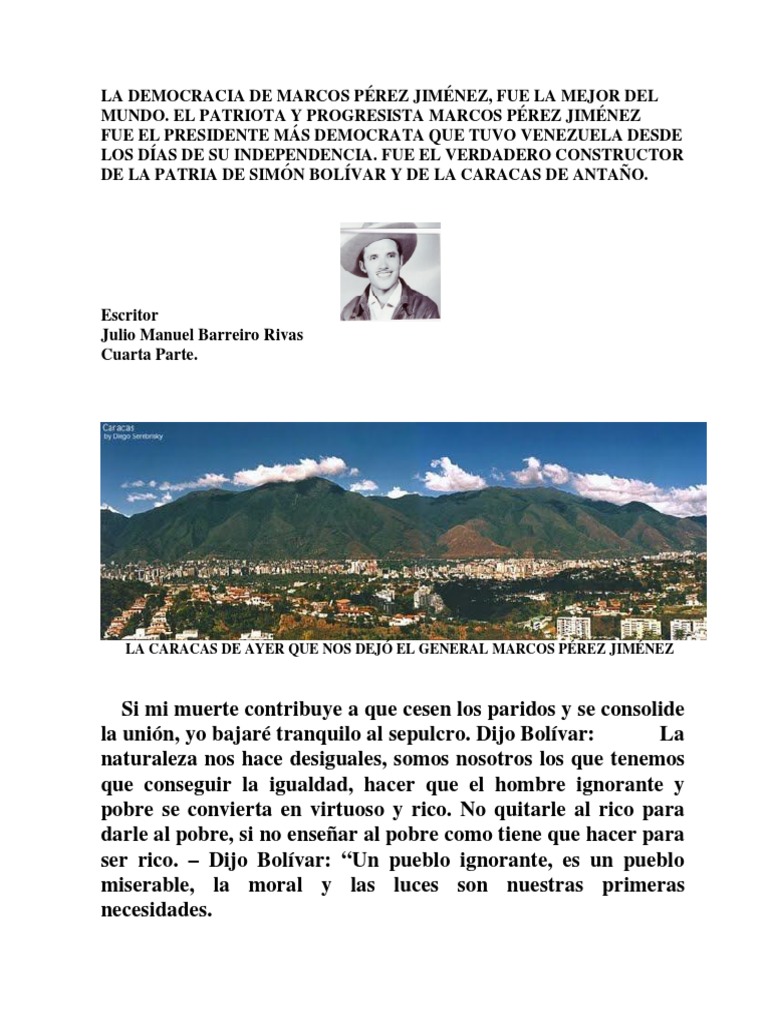 La Democracia de Pérez Jiménez en Venezuela | PDF | Venezuela