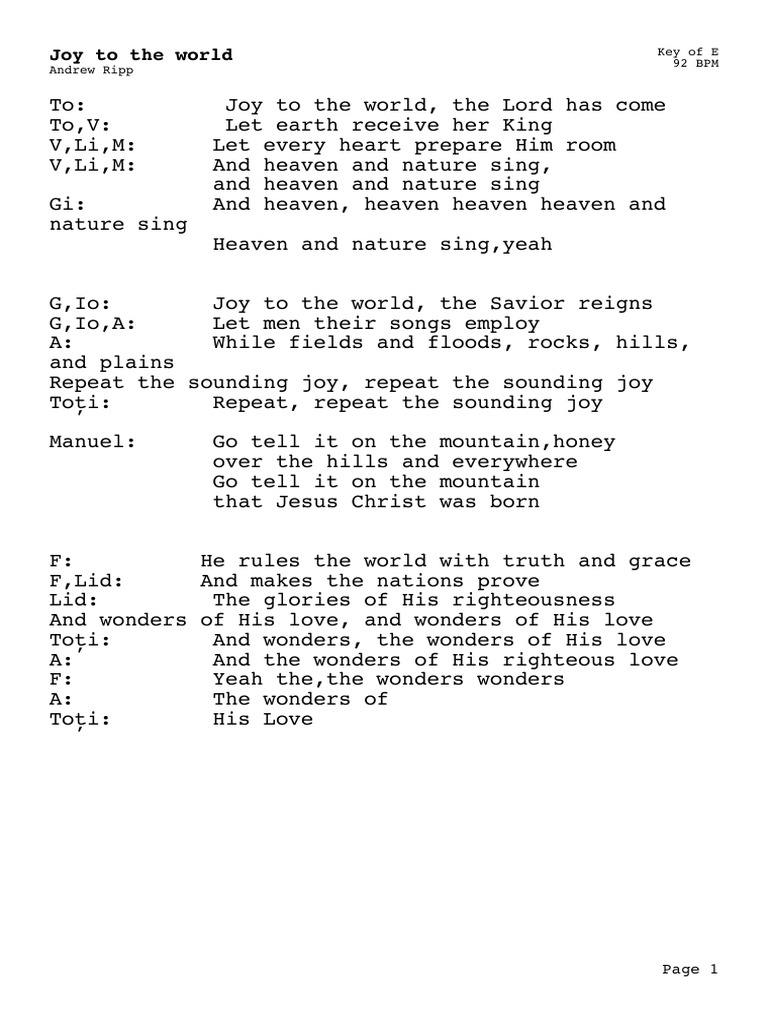 Joy To The World | PDF