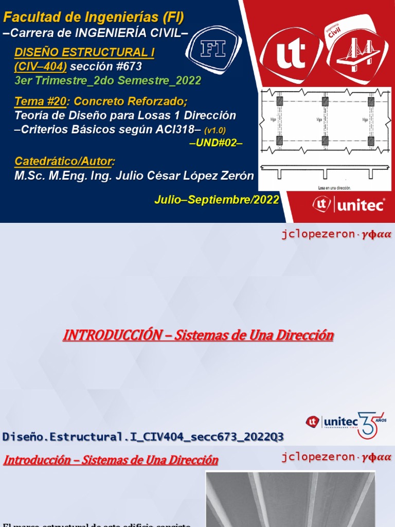 Ppt20 Teoría-Diseño Losas-1d Und02 Civ404 Sec673 2022q3 | PDF | Viga (Estructura) | Doblar