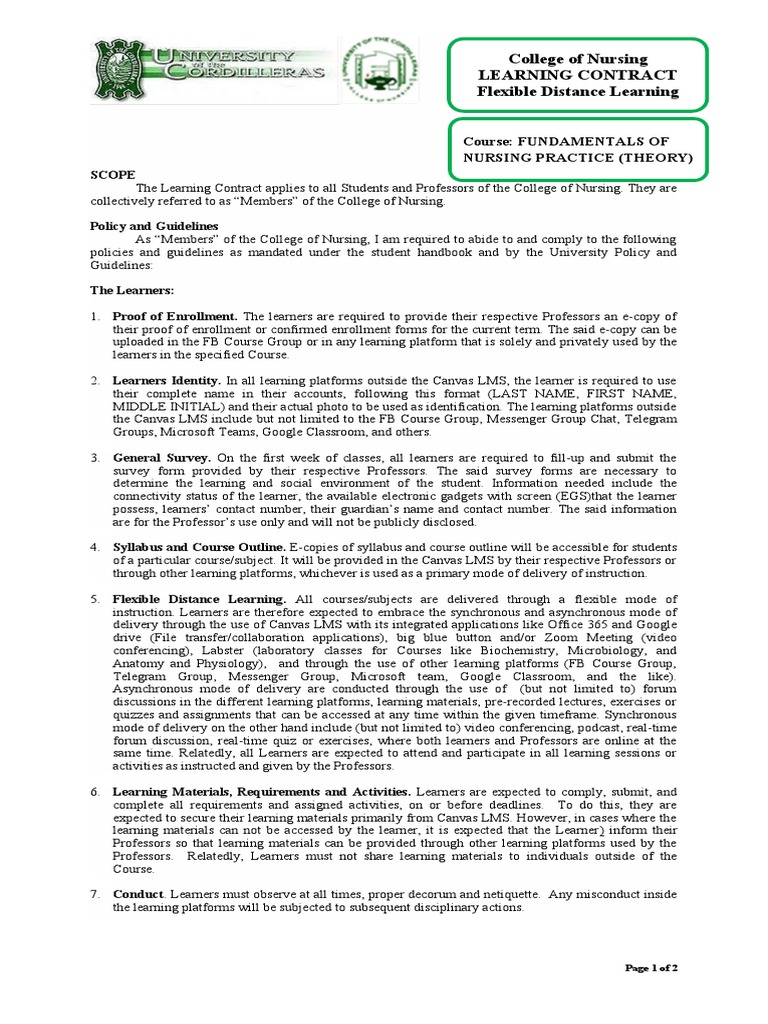 Learning-COntract FINAL | PDF | Learning | Distance Education