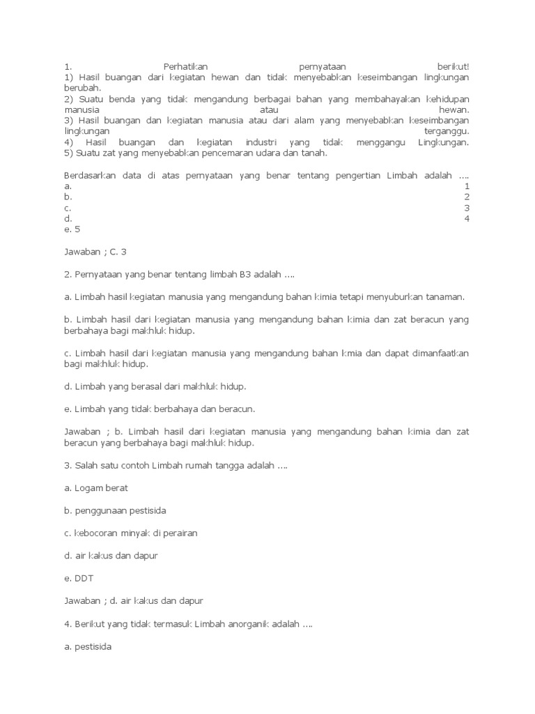 Pengertian dan Contoh Limbah Rumah Tangga | PDF