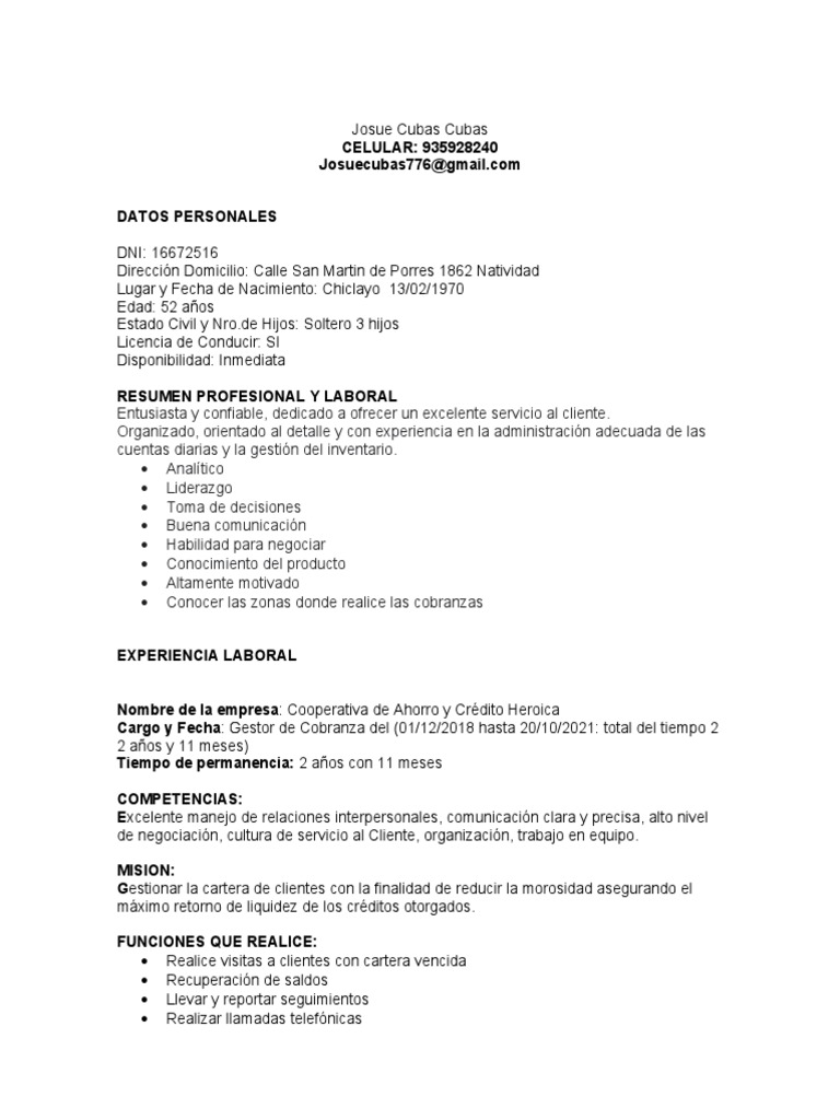 CV Josue | PDF