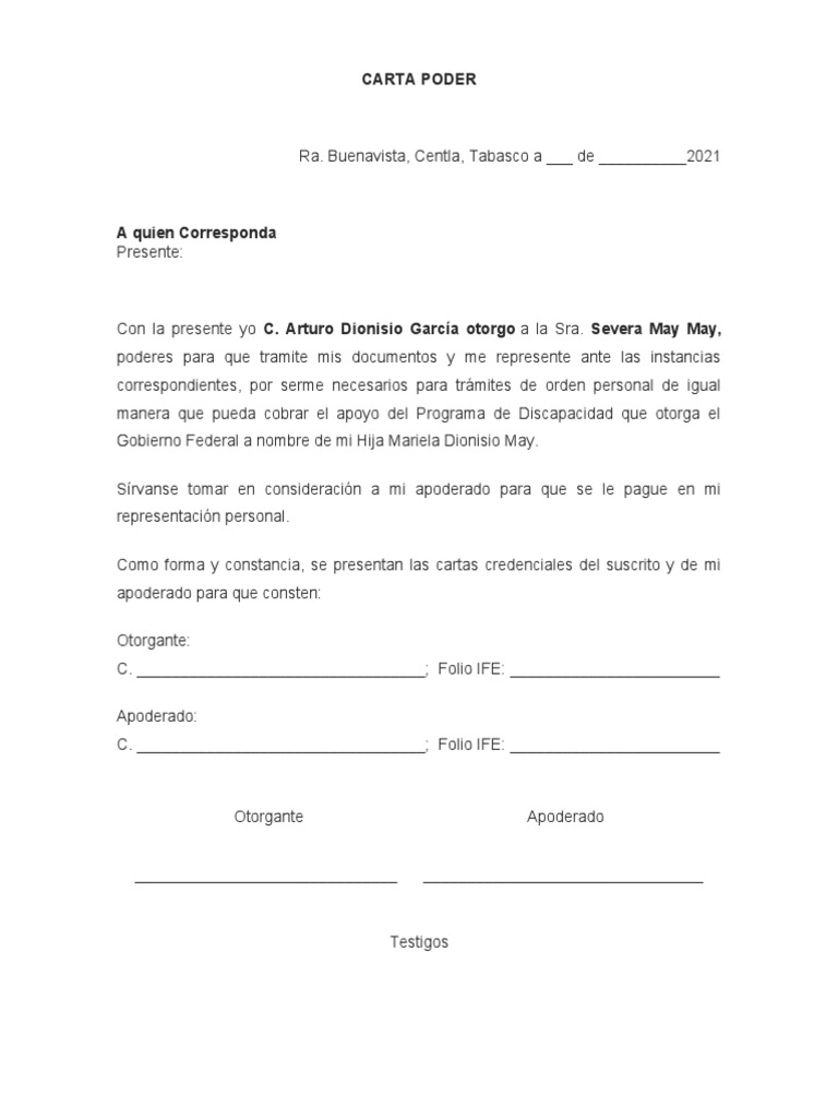 Carta Poder para Recoger Documentos | PDF
