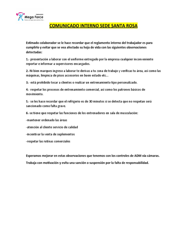 Comunicado Interno: Normas y Observaciones | PDF | Negocios | Tecnología