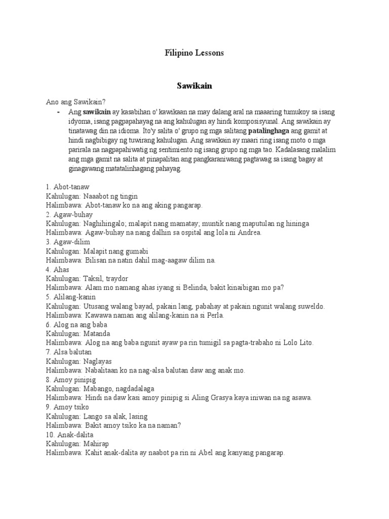 Filipino Lessons | PDF