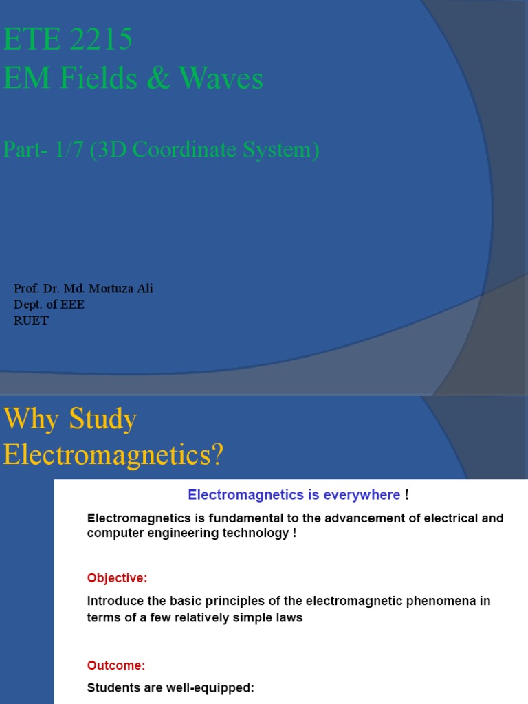 Slide 01 - 3D Coordinate System | PDF | Divergence | Cartesian ...