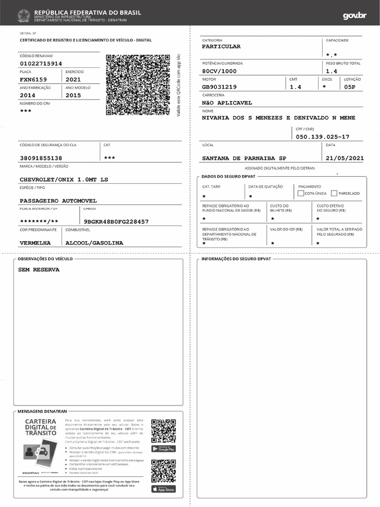 CRLV Onix | PDF