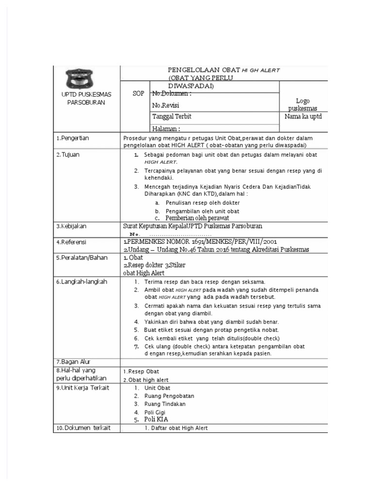 PDF Sop High Alert | PDF