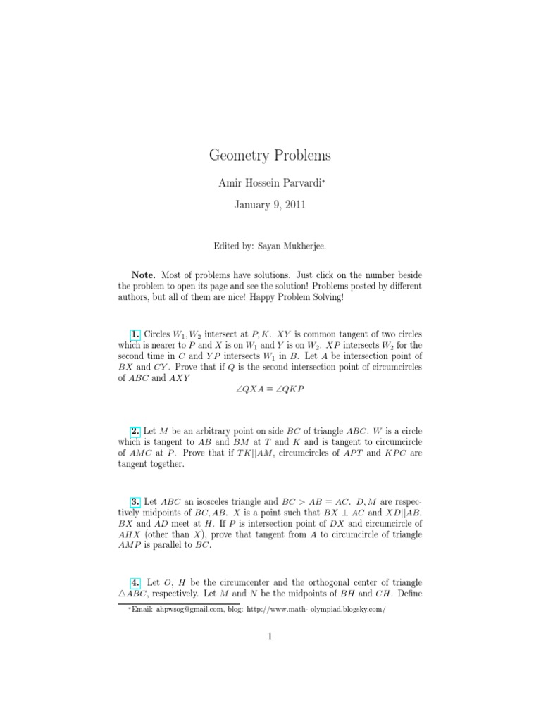 Advanced Geometry Problem Solutions | PDF | Triangle | Circle