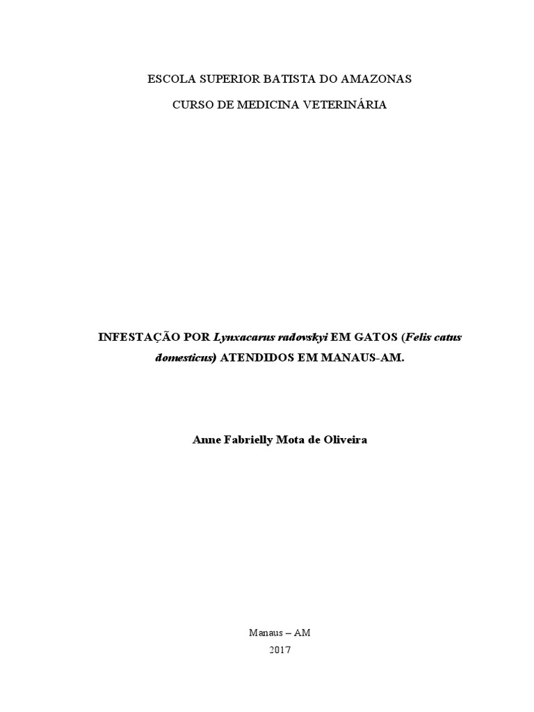 Infestacion de Lynxacarus Radovski en Gatos | PDF