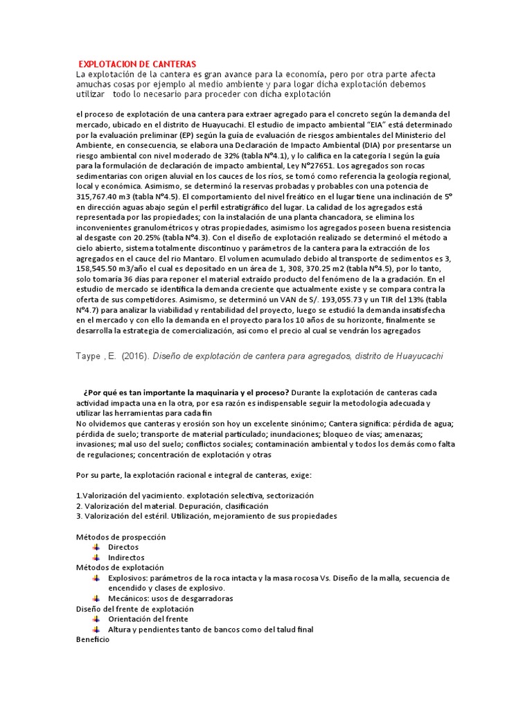 Explotacion de Canteras | Descargar gratis PDF | Minería | Cantera Explotacion de Canteras | Descargar gratis PDF | Minería | Cantera