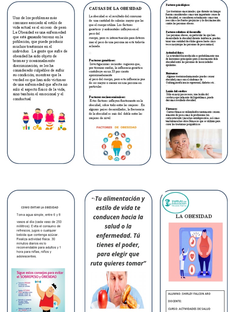 Triptico de La Obesidad | PDF | Obesidad | Ciencias de la Salud