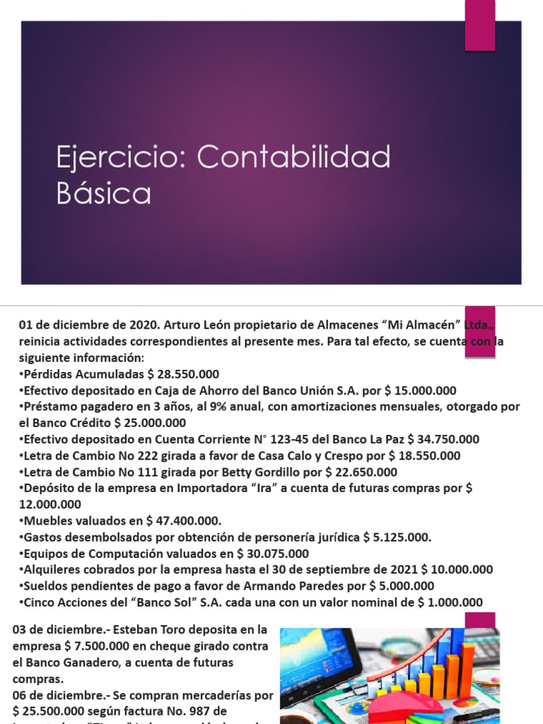 Ejercicio Contabilidad Básica | Descargar gratis PDF | Bancos | Cheque
