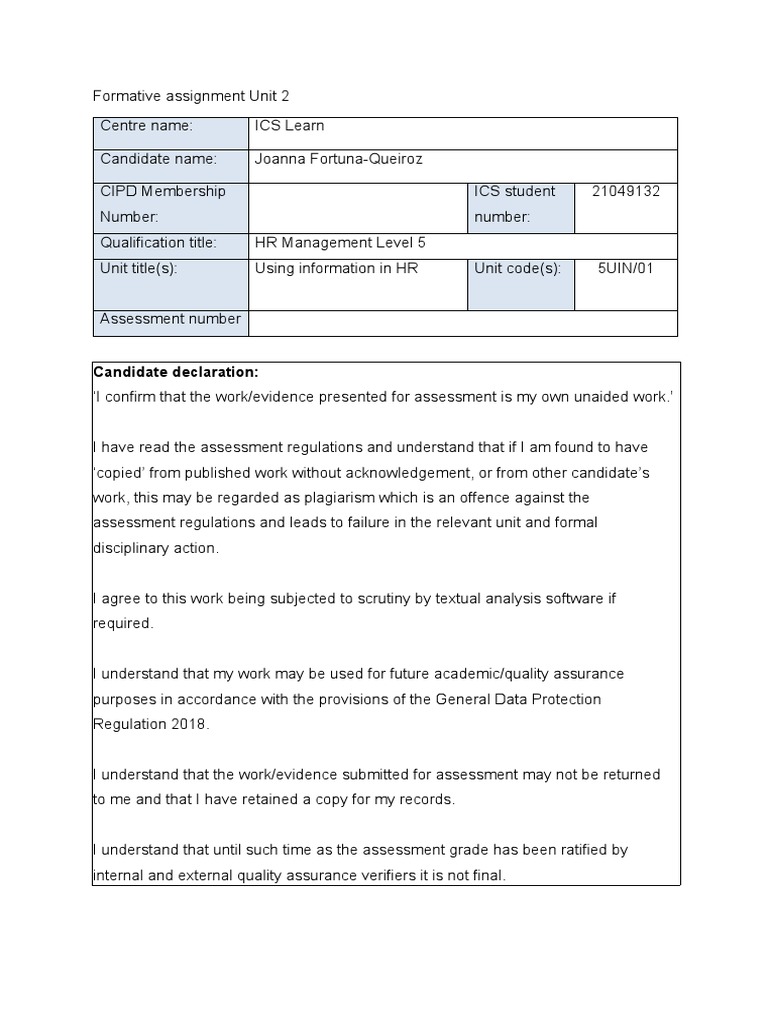 Unit 2 CIPD Level 5 Formative Assignment | PDF | Employee Retention | Employment