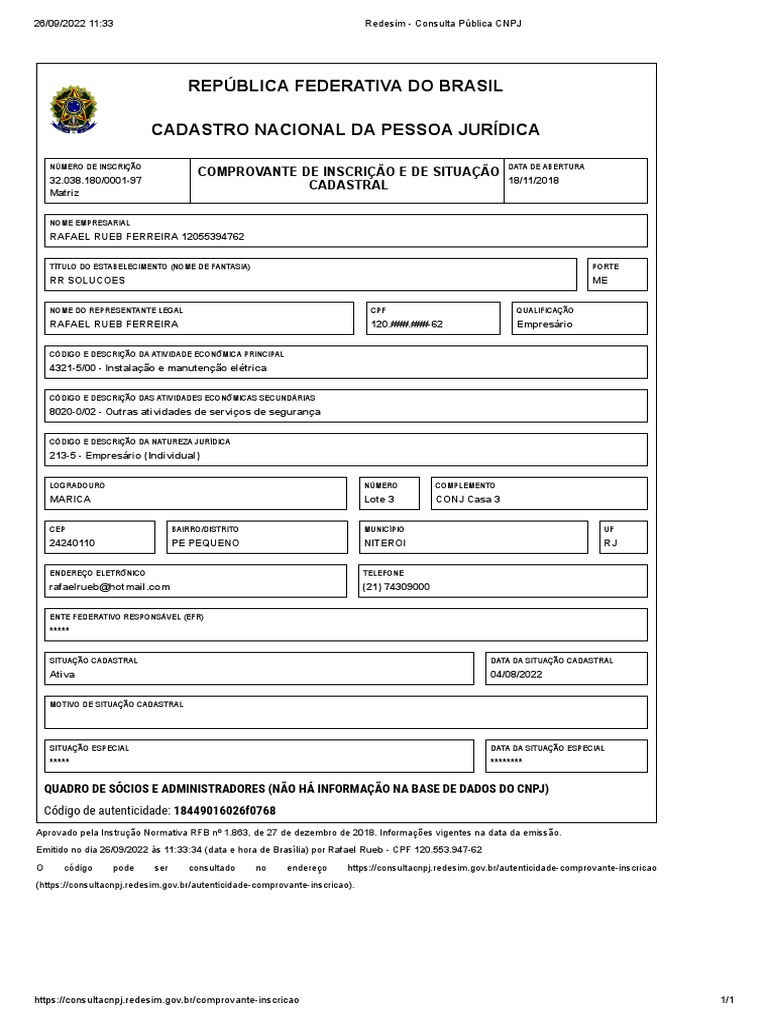 Redesim - Consulta Pública CNPJ | PDF | Brasil